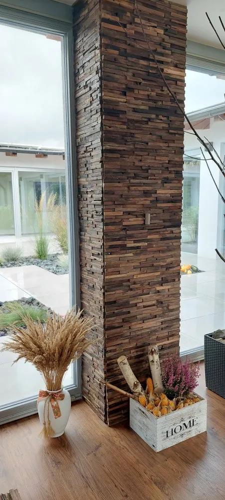 Dřevěná lodní mozaika - obkladový panel 600 x 300 x 10 - 20 mm (0,18 m²)