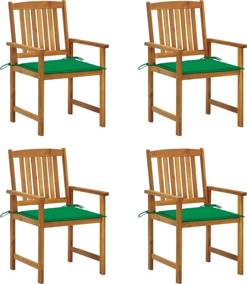 vidaXL Zahradní židle s poduškami 4 ks masivní akáciové dřevo [3061186] Barva: Vzor listí