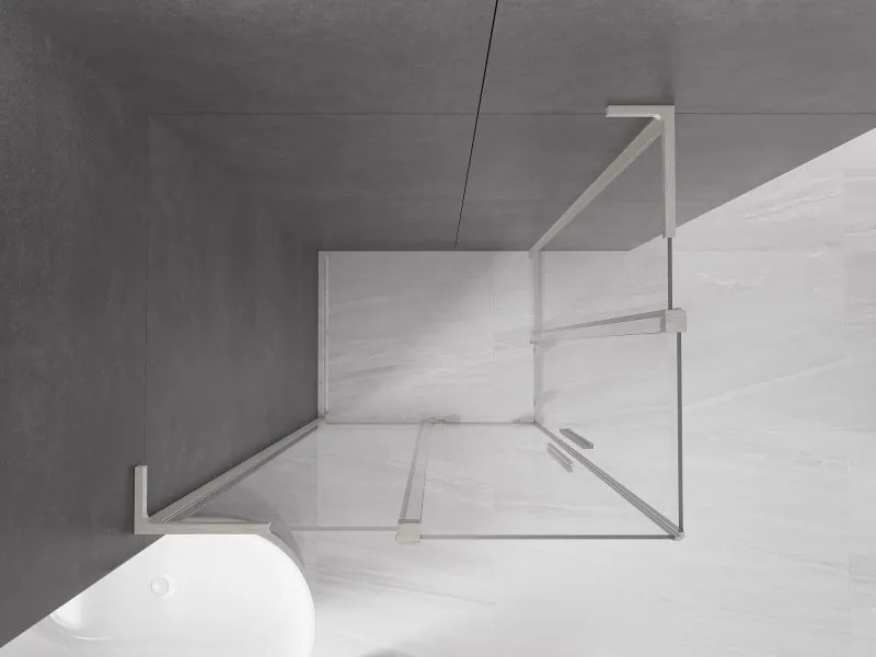 Mexen Velar L Duo, sprchový kout s posuvnými dveřmi 100 x 90 cm, 8mm čiré sklo, broušená ocel, 871-100-090-02-03-97