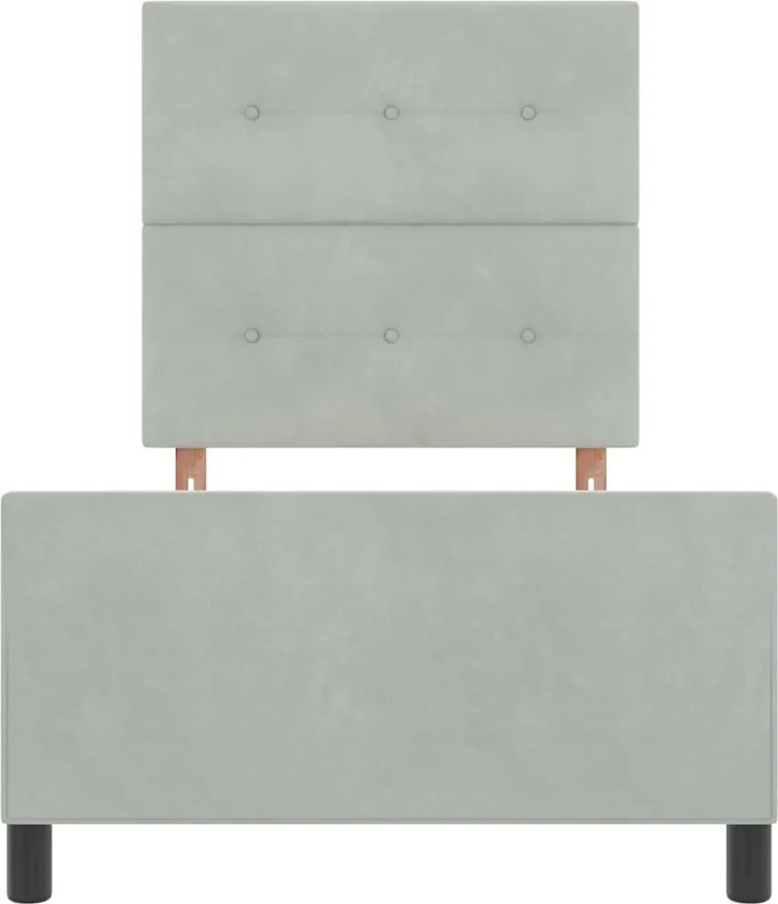 Postel s boxspringem s čelo Světle šedá 90 x 200 cm samet 3344915