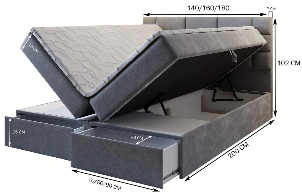 MSL Kontinentální čalouněná postel ARIANA (180 x 200 cm) Barva látky: COSMIC 110