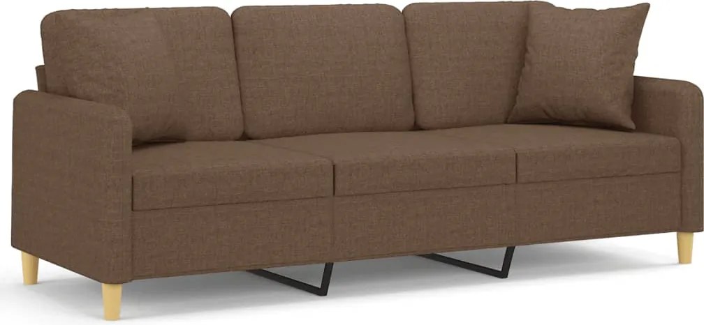3místná pohovka s polštáři hnědá 180 cm textil 3200920
