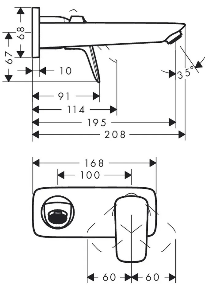 Hansgrohe Logis, umyvadlová baterie pod omítku, chromová, 71220000