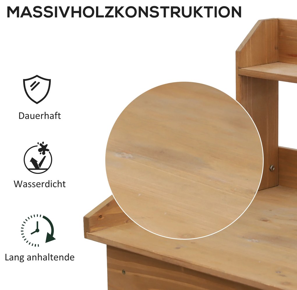 Zahradnický stůl Outsunny s vanou z jedlového dřeva H112cm pro zahradničení a péči o rostliny, stabilní a odolný proti povětrnostním vlivům | Aosom.de