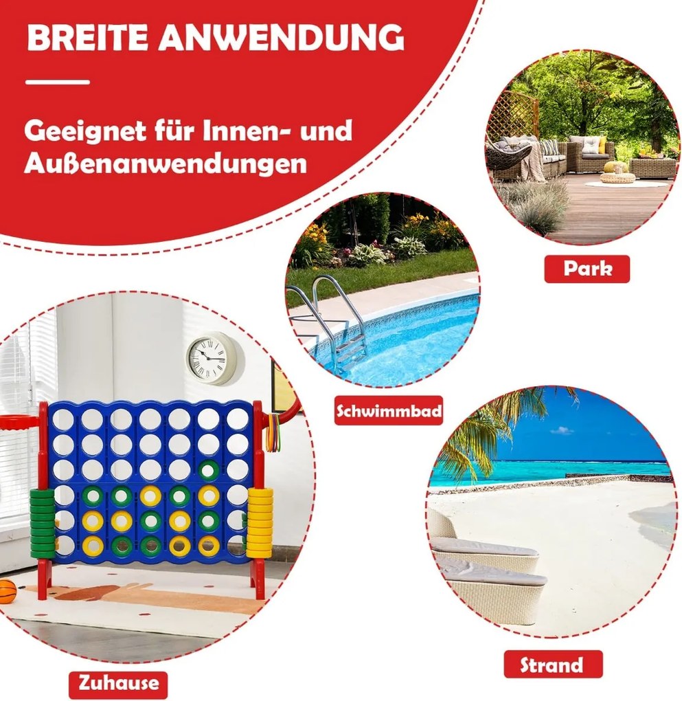 Costway Large 4-v-a-row Jumbo 4-in-a-rad set modrá + – 84 × 33 × 79 cm, červený