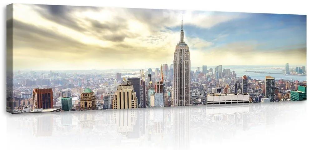 Postershop Obraz na plátně: Pohled na Manhattan - 145x45 cm