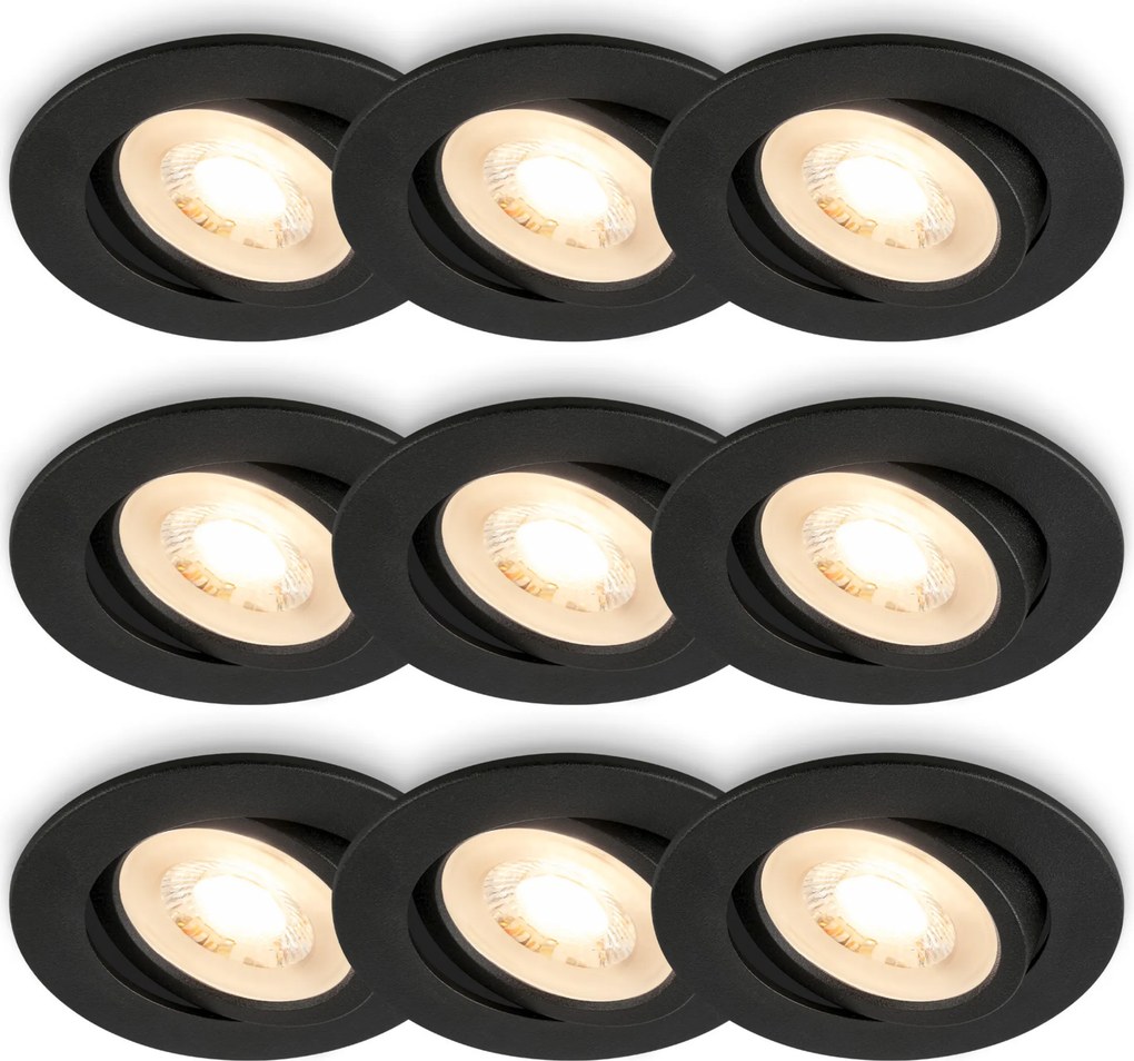 Briloner Vestavná LED svítidla (Sada 9 kusů, černá)