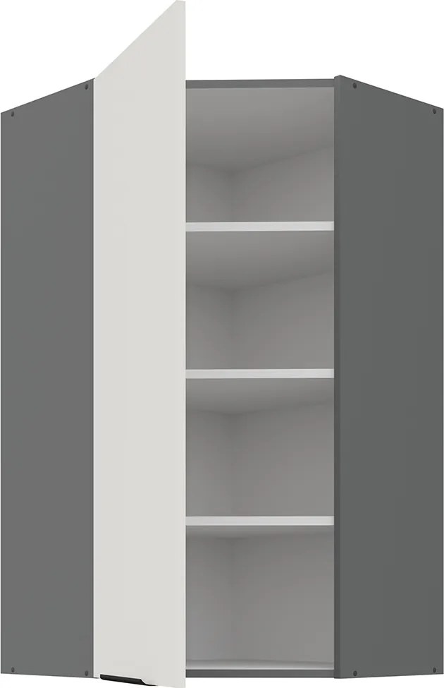 ARIA aw | horní kuchyňská skříňka 60x60 GN-108 1F (45°) rohová s policemi | 60x60 cm | EXTRA VYSOKÁ | antracit/bílá