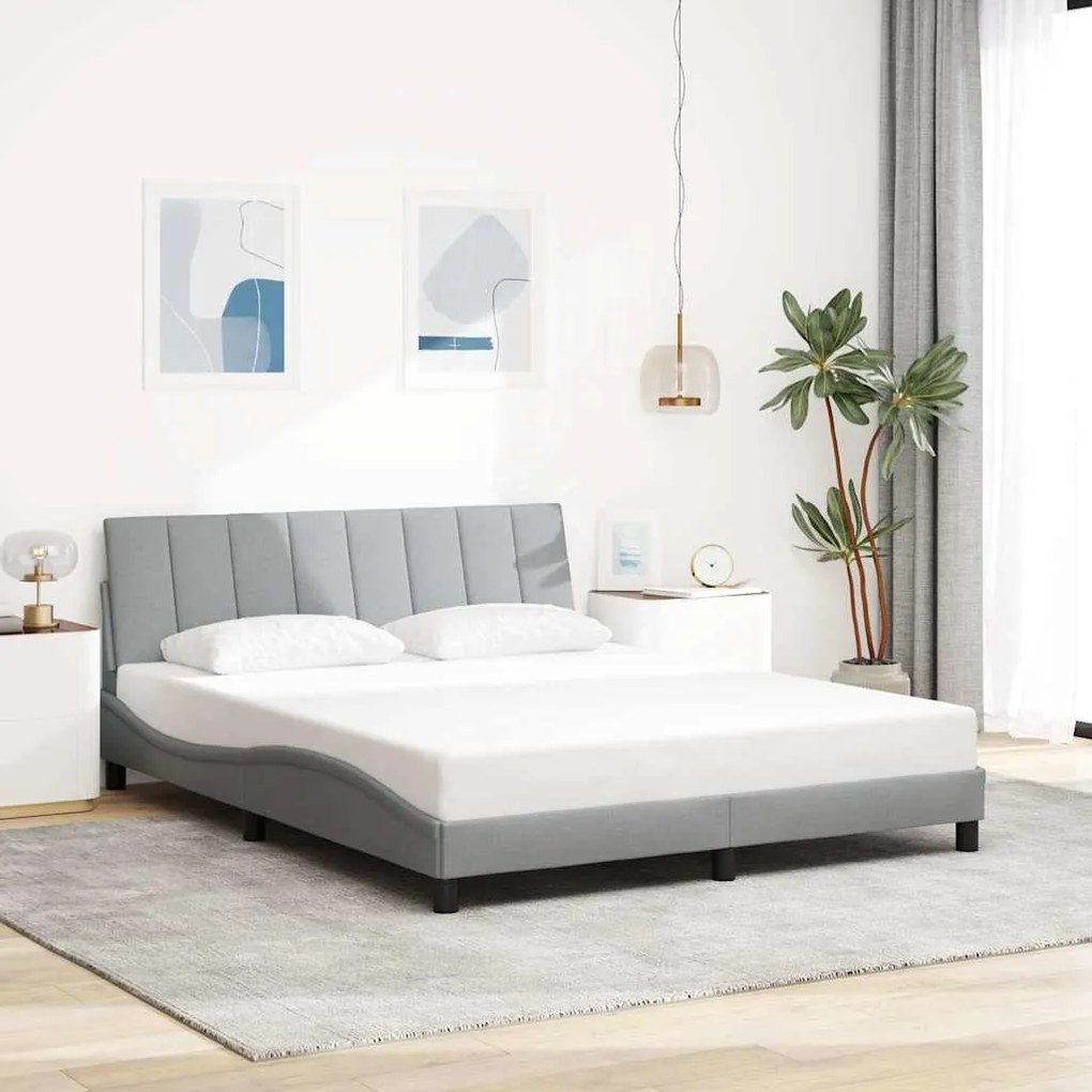 Rám postele bez matrace Hanko světle šedý 160 x 200 cm textil 3310468