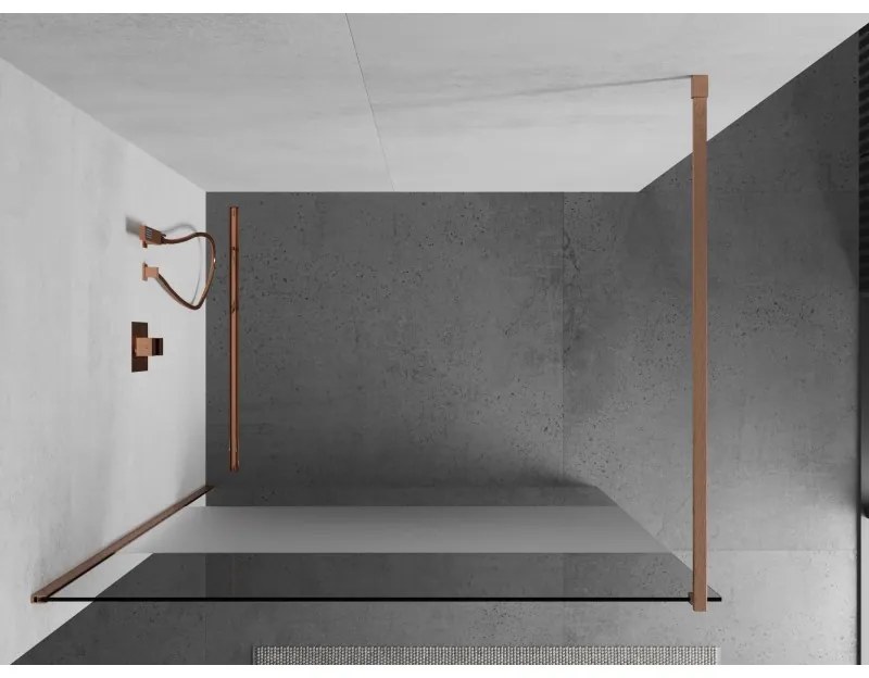 Mexen Kioto, sprchová zástěna Walk-In 100 x 200 cm, 8mm čiré sklo-námraza, měděný matný profil, 800-100-101-65-35