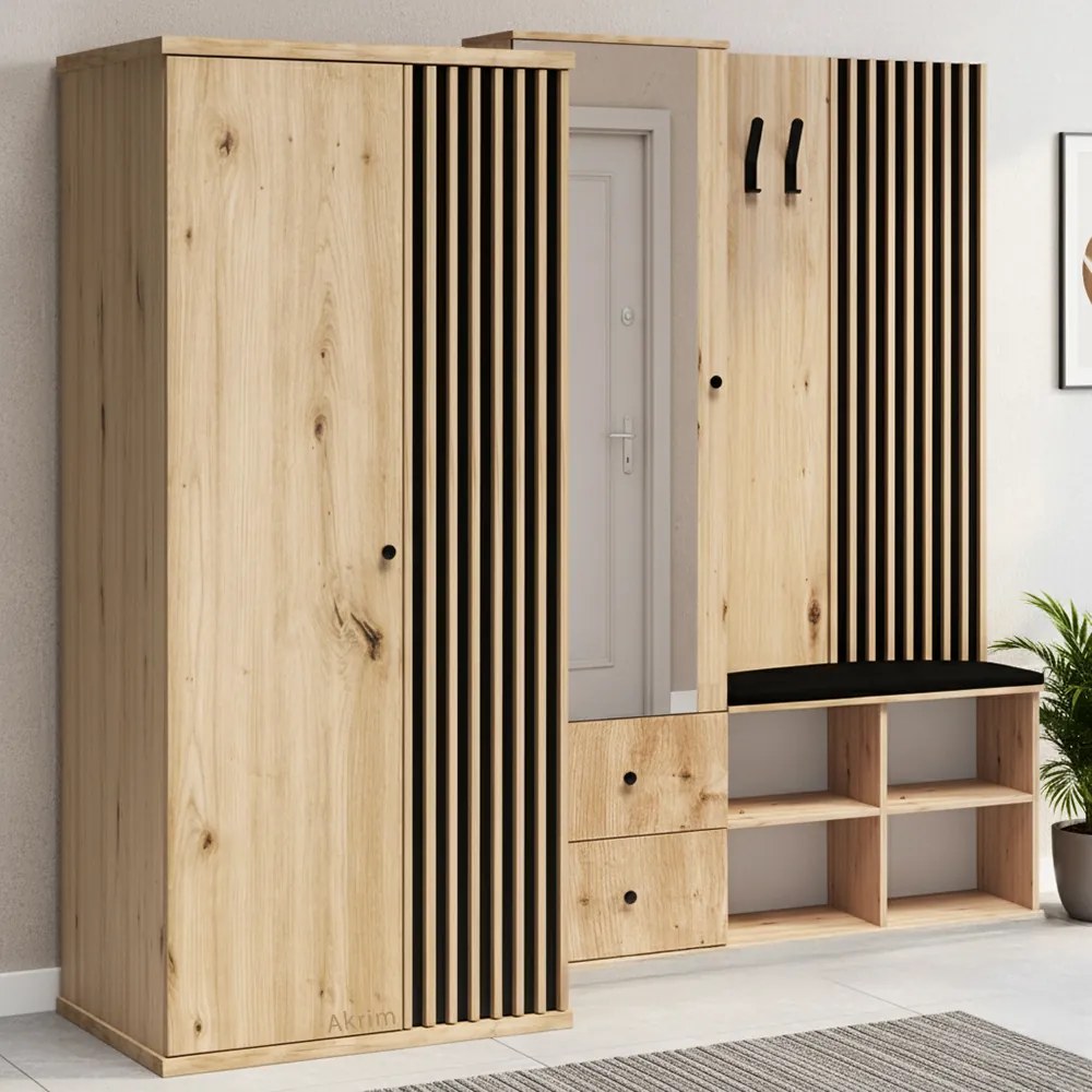 Předsíňová stěna CALI se zrcadlem + skříň C-1 | artisan