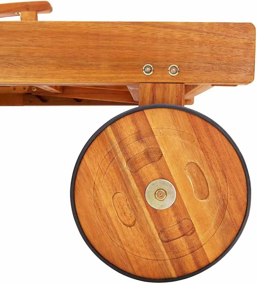 Zahradní lehátka 2 ks se stolkem a poduškami masivní akácie 3077351