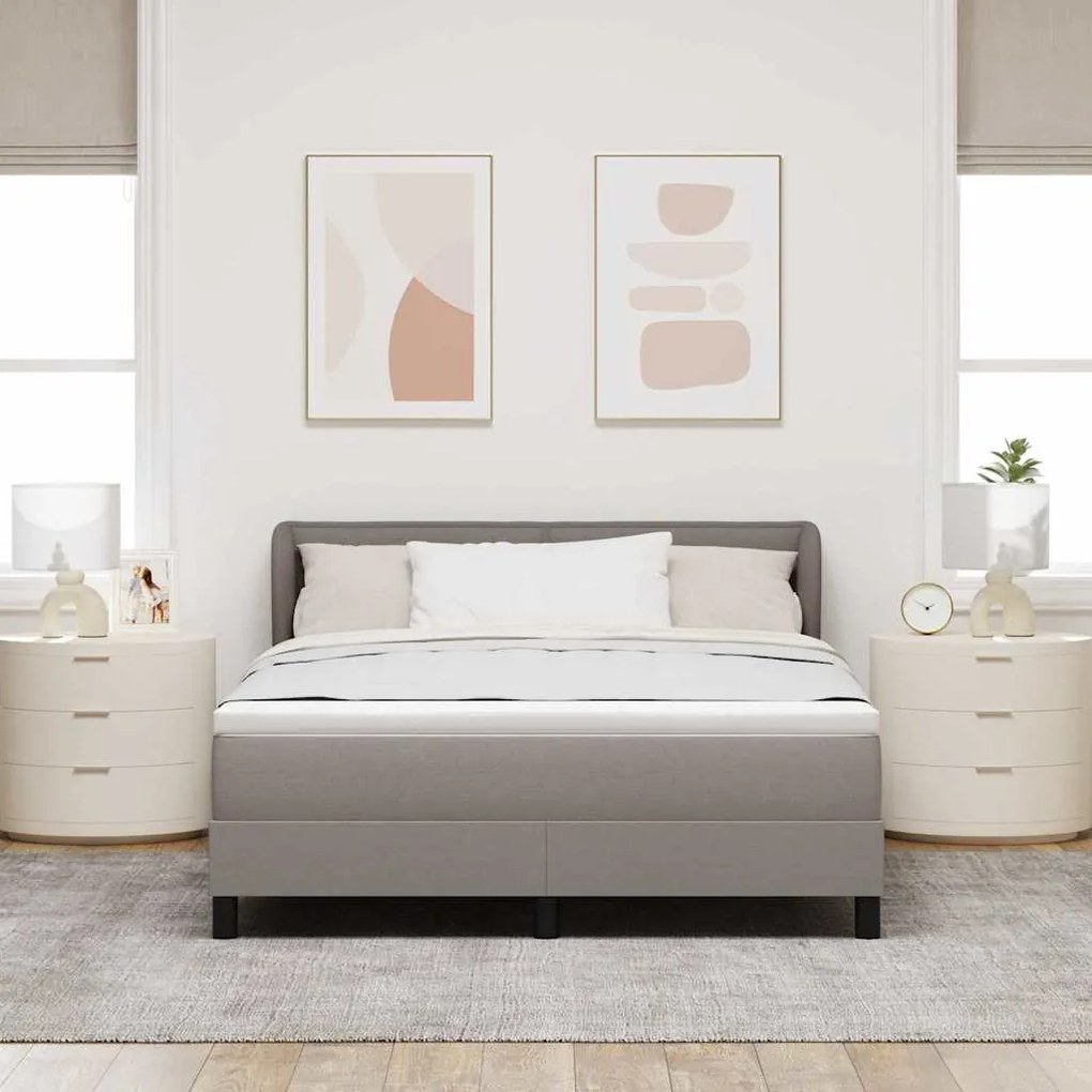 Postel s boxspringem s čelo Taupe 140 x 200 cm textil 3339965