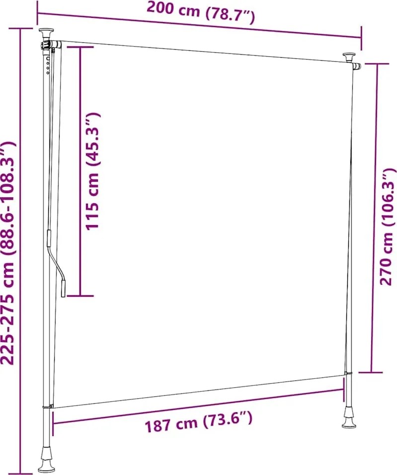vidaXL Venkovní roleta 200 x 270 cm [368771] Barva: Modrá