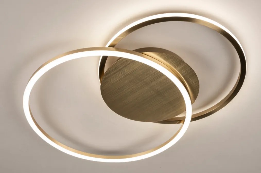 Stropní LED svítidlo barvy zlato s moderním designem