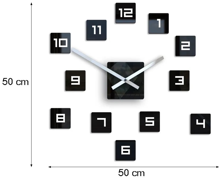 3D nalepovací hodiny Cube černé