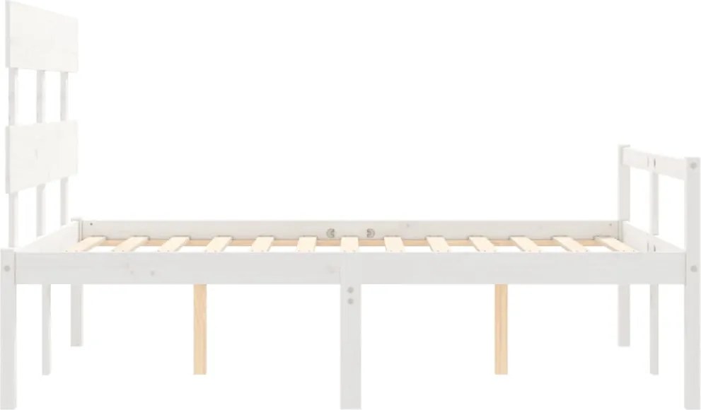 Postel s čelem pro seniory bílý 120x200 cm masivní dřevo 3195347