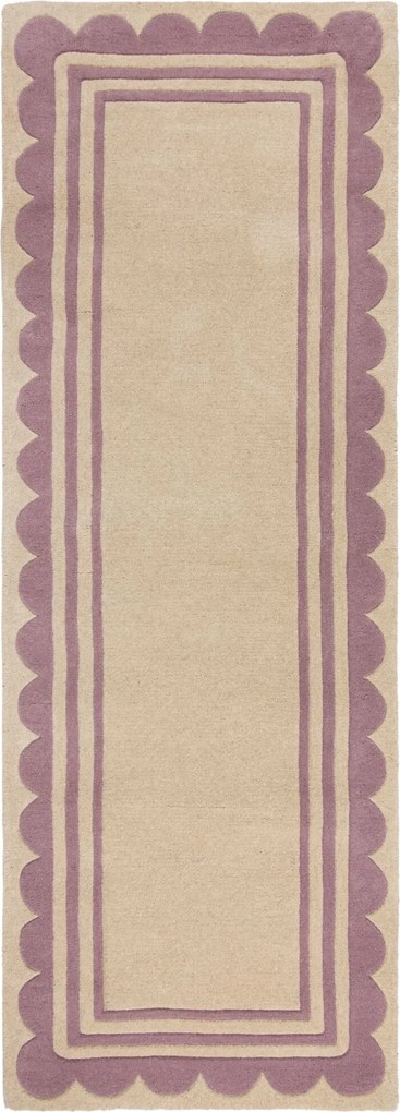 Flair Rugs, Ručně všívaný běhoun Lois Scallop Purple, 80x230, fialová, chodba / předsíň