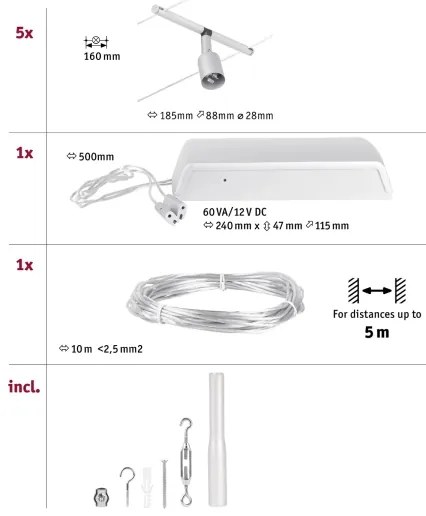 Paulmann 94442 - SADA 5xGU5,3/10W Bodové svítidlo SALT 230V matný chrom