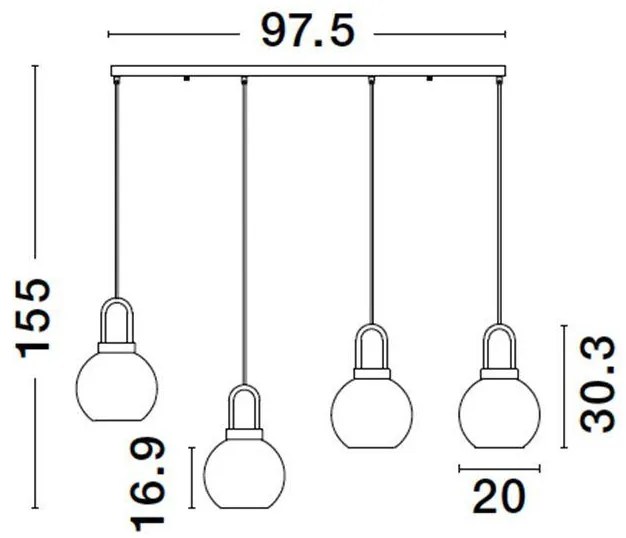 Nova Luce Závěsné svítidlo IRVINE čiré sklo černý kabel mosazný zlatý kov E27 4x12W