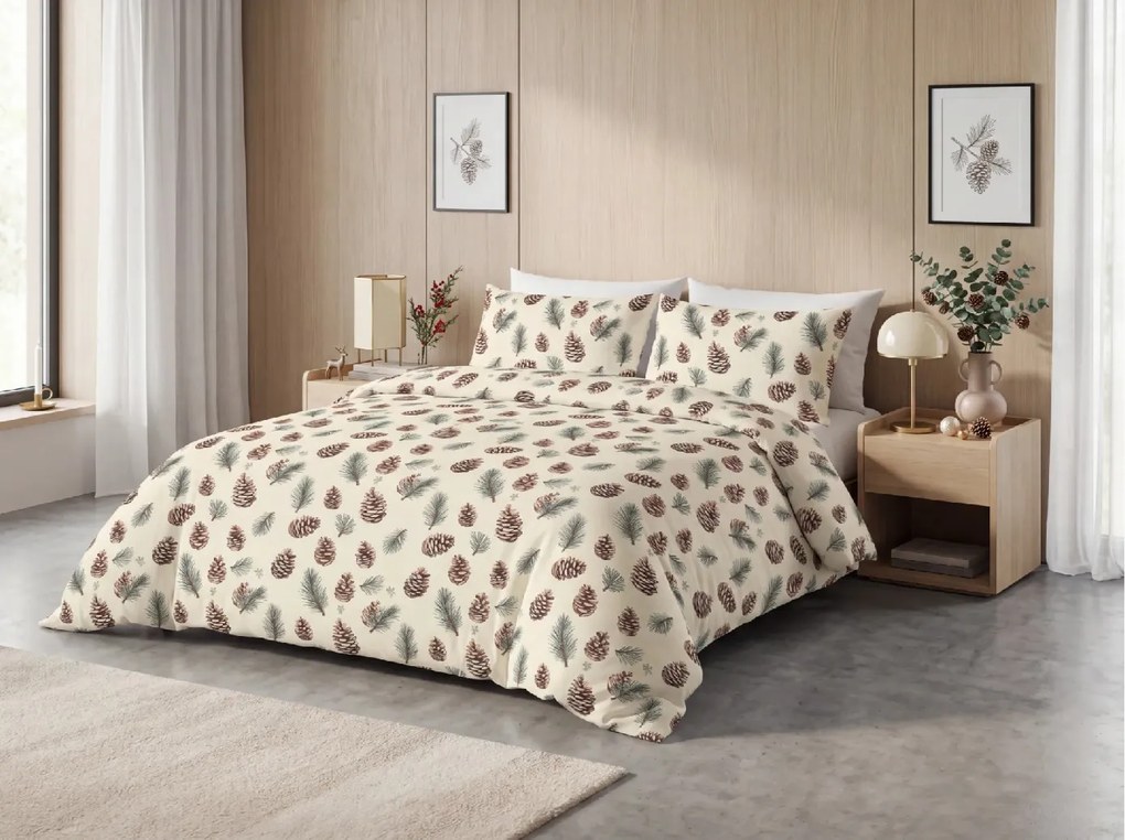 Bavlněné povlečení PINE CONES barevné Rozměr povlečení: 70 x 90 cm | 140 x 220 cm