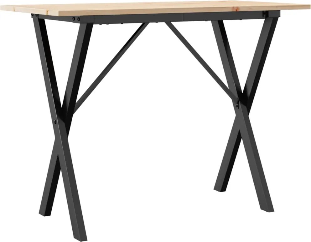 Jídelní stůl s X rámem 100 x 50 x 75 cm borové dřevo a ocel 3282697