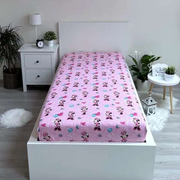 Jerry Fabrics Prostěradlo Minnie Flowers 02 90x200x25 cm