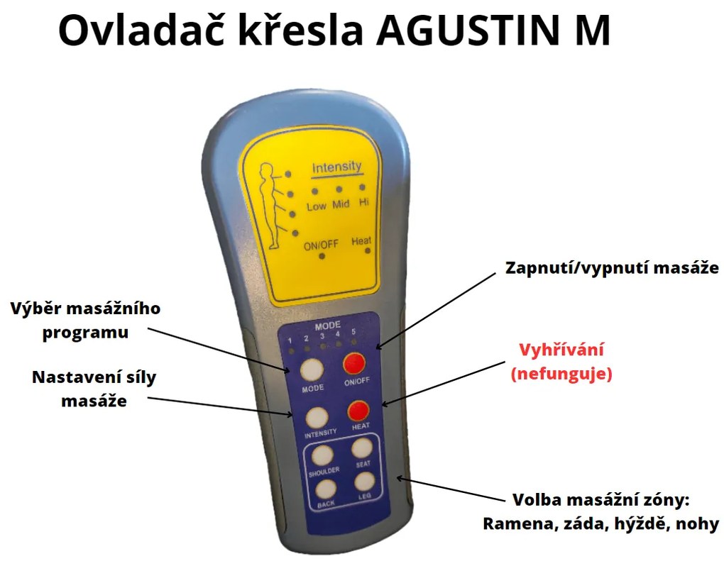 HALMAR AGUSTIN M masážní křeslo šedé