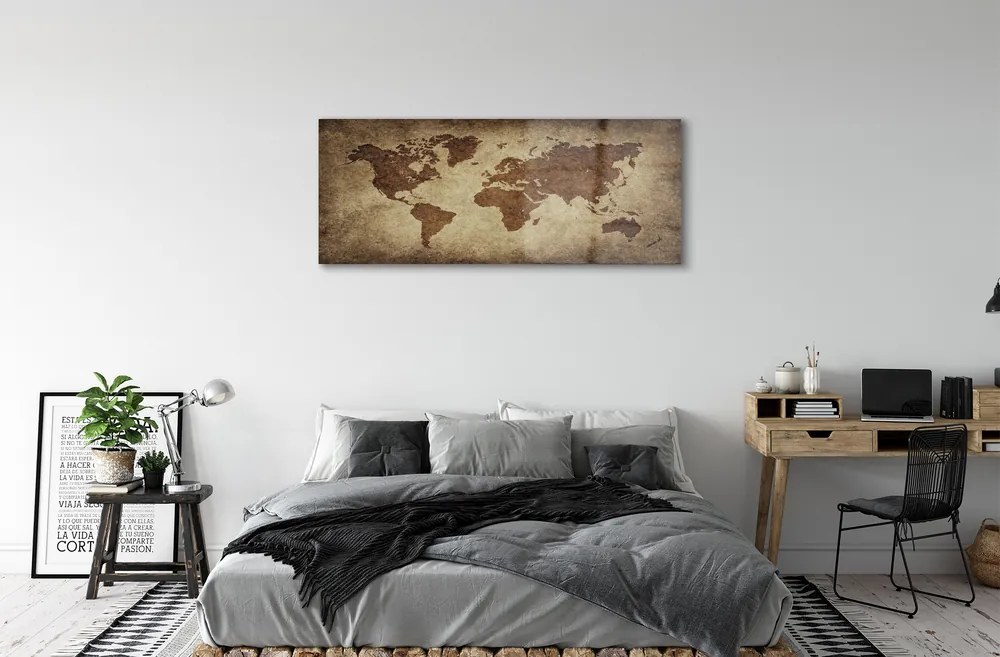 akrylový obraz šedý mapa 120x60 cm