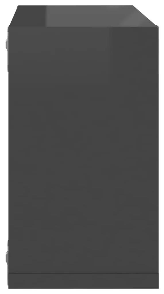 Nástěnné krychlové police 2 ks šedé vysoký lesk 26 x 15 x 26 cm - Default Title