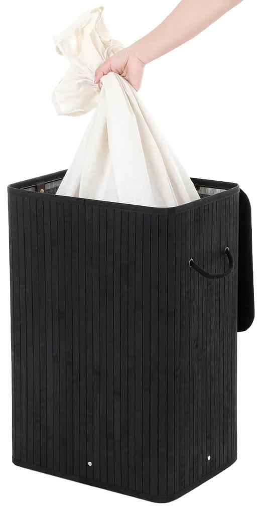 SONGMICS Bambusový koš na prádlo - černá - 40x30x60 cm
