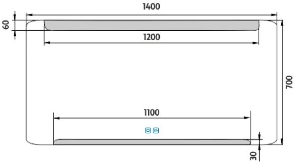 Nimco LED zrcadlo 1400x700 se dvěma dotykovými senzory - ZP 22008VX