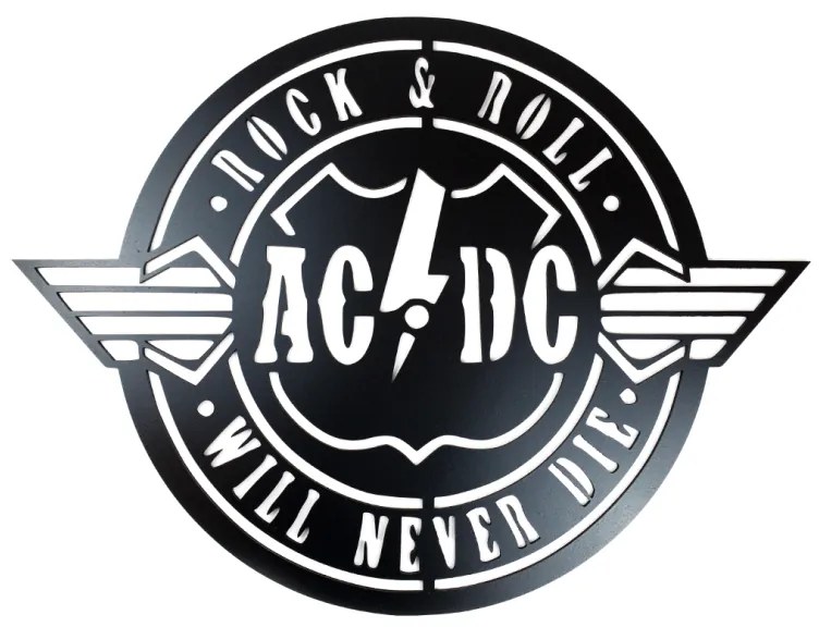 Dřevěná dekorace AC/DC černá