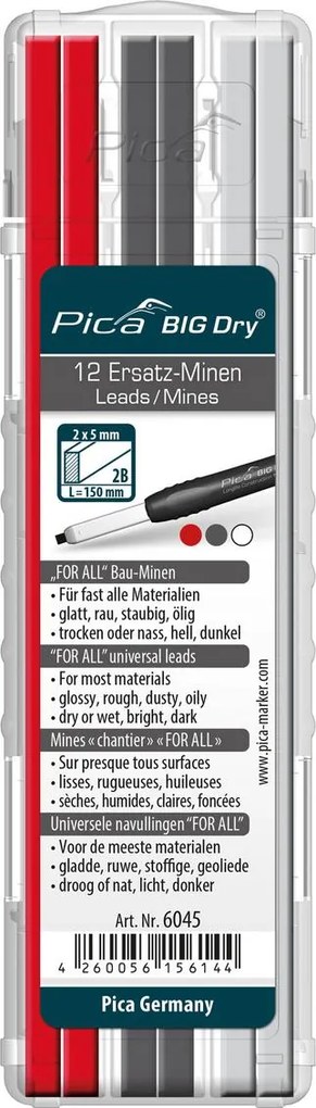 Pica Marker Pica | Tuhy na většinu materiálů pro tesařskou tužku Barva: bílá