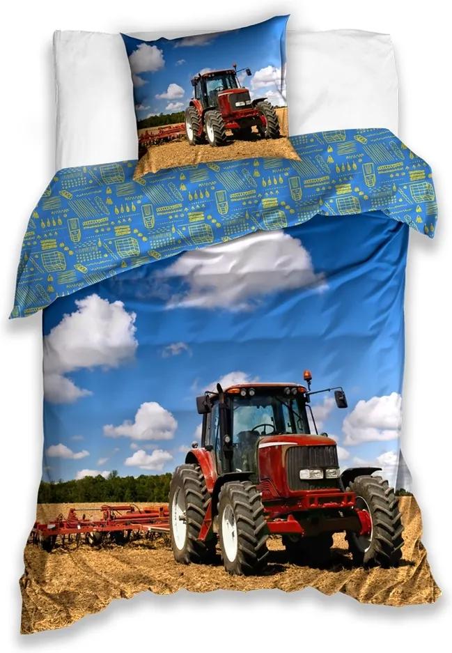 Tiptrade Dětské bavlněné povlečení Traktor na poli, 140 x 200 cm, 70 x 90  cm | BIANO