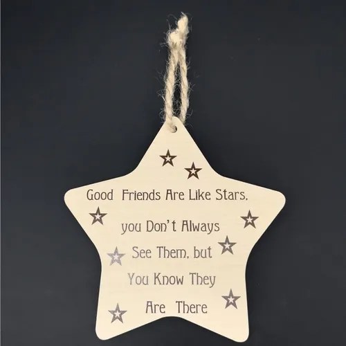 AMADEA Dřevěná dekorace hvězda Good Friends Are Like Stars ..16cm