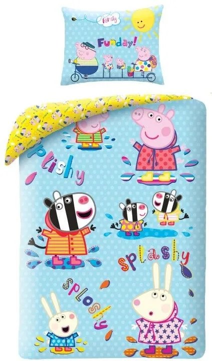 HALANTEX Povlečení ve vaku Peppa Pig kaluže Bavlna, 140/200, 70/90 cm