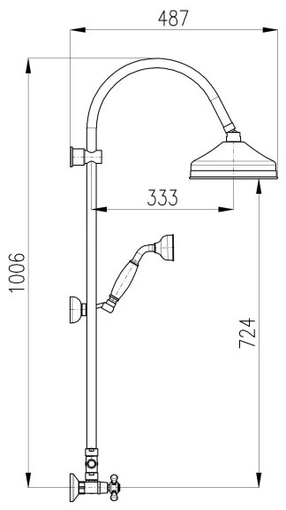 RAV Slezák MK181.5/3SM - Sprchová sada s baterií MORAVA RETRO stará mosaz