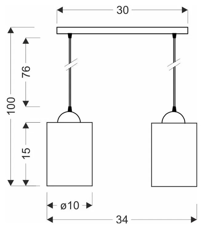 Černé závěsné svítidlo se skleněným stínidlem 10x34 cm Bistro – Candellux Lighting