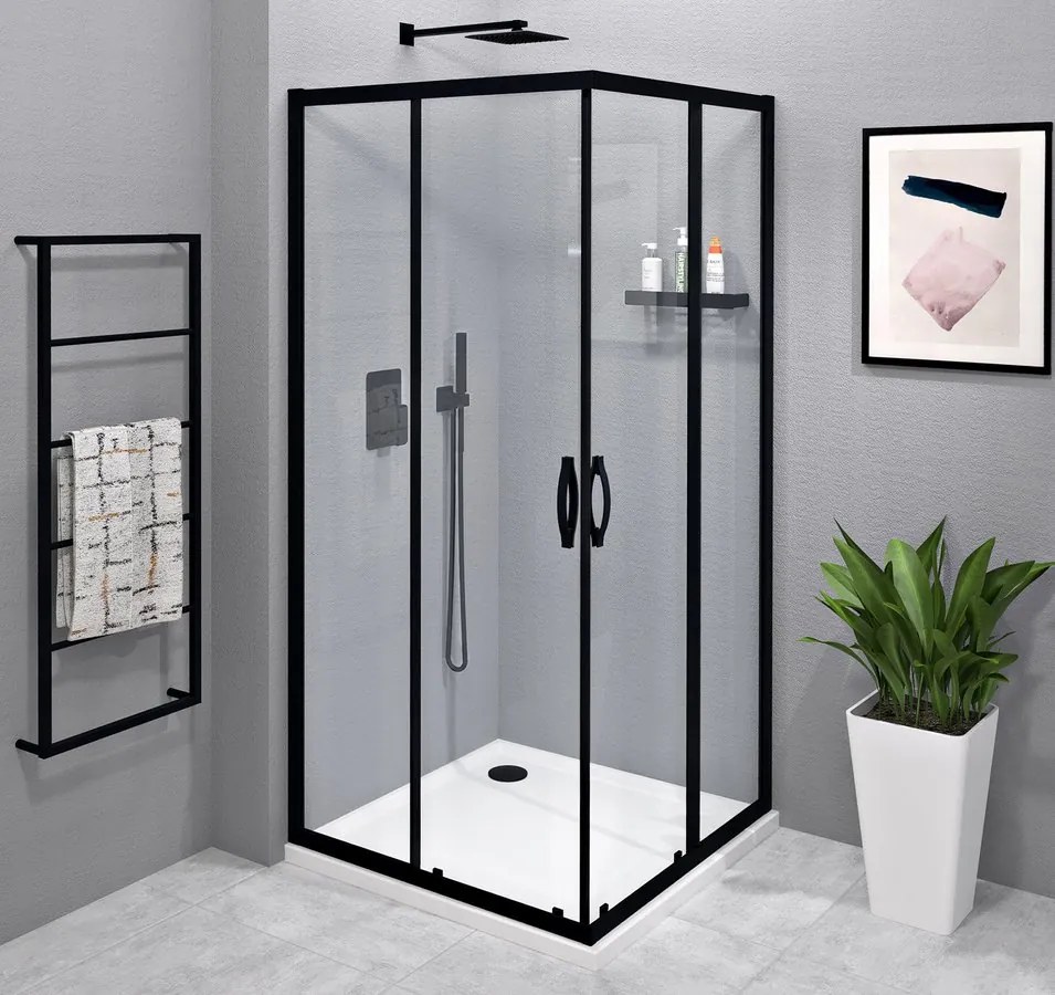 Gelco Gelco, SIGMA SIMPLY BLACK sprchové dveře posuvné pro rohový vstup 1200 mm, čiré sklo, GS2112B