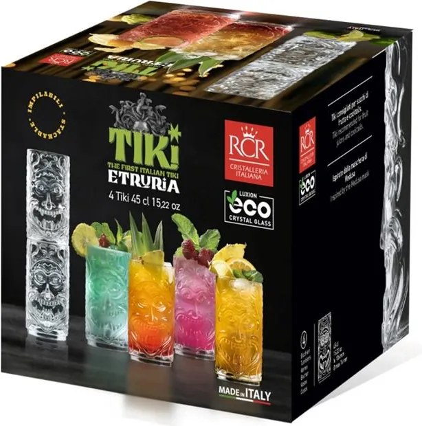 RCR SKLENICE NA VODU TIKI ETRURIA 450ML SADA 4 KS