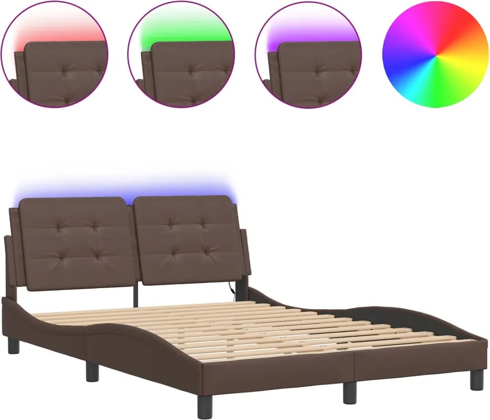Rám postele s LED bez matrace Zadar hnědý 120 x 200 cm 3214098
