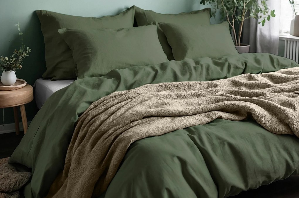 Mušelínové prodloužené povlečení Green Velikost: 140 x 220 + 70 x 90