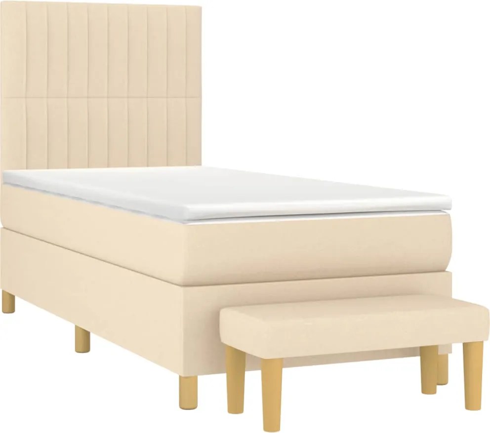 Box spring postel s matrací krémová 100 x 200 cm textil 3137298