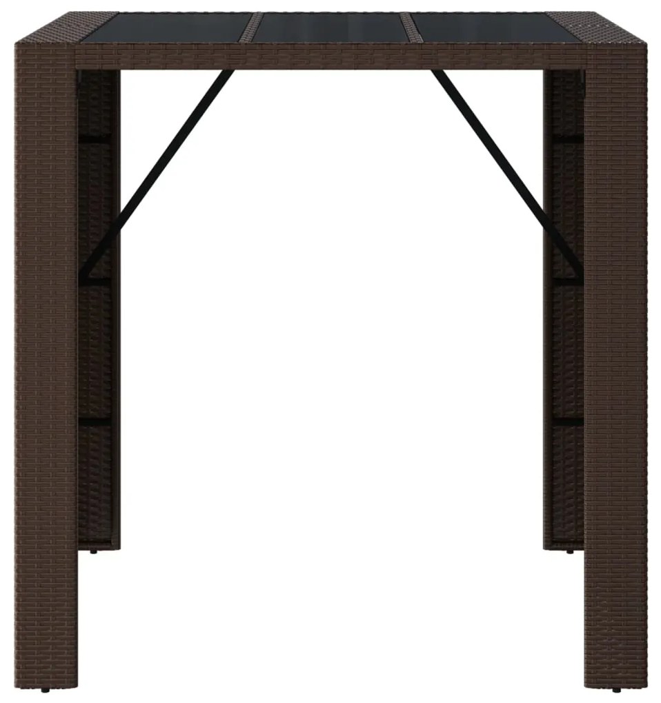 Barový stůl se skleněnou deskou hnědý 105x80x110 cm polyratan - Default Title