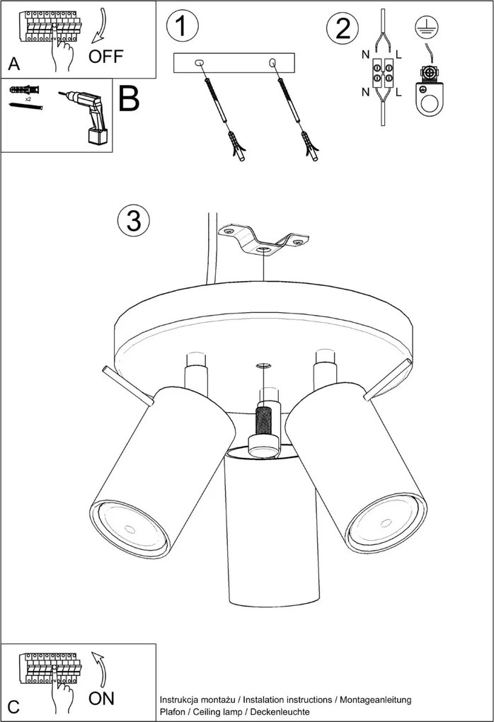 Sollux Lighting Stropní svítidlo RING 3P šalvějové