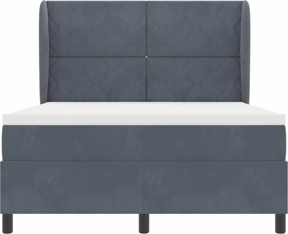 Postel s boxspringem s čelo Tmavě šedá 200 x 140 cm samet 3340983