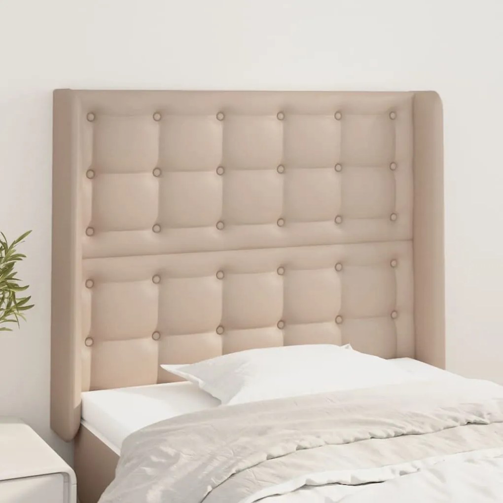 Čelo postele typu ušák cappuccino 83x16x118/128 cm umělá kůže 3119657