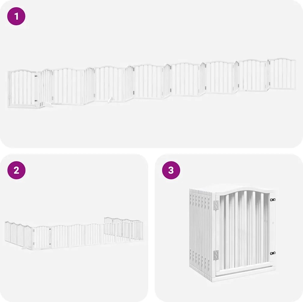 Zábrana pro psy s dvířky skládací 15 panelů bílá 750 cm topol 3155593