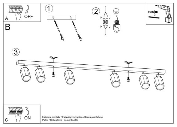 Sollux SL.1032 - Bodové svítidlo ZEKE 6xGU10/40W/230V dub